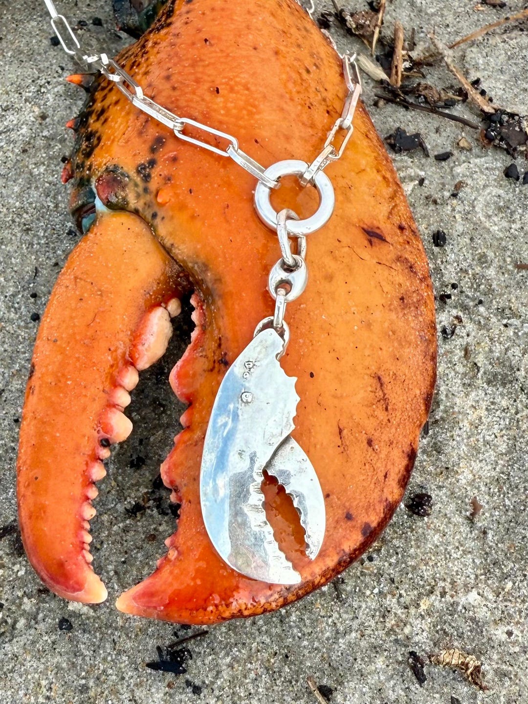 Large Sterling Silver Hammered Paperclip Chain, Claw Necklace, Spoon ...