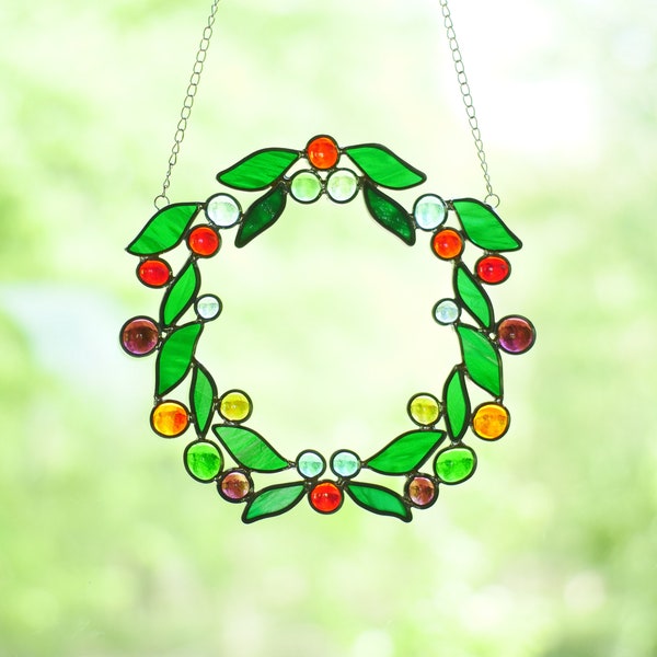 Christmas Stained Glass Wreath - Etsy