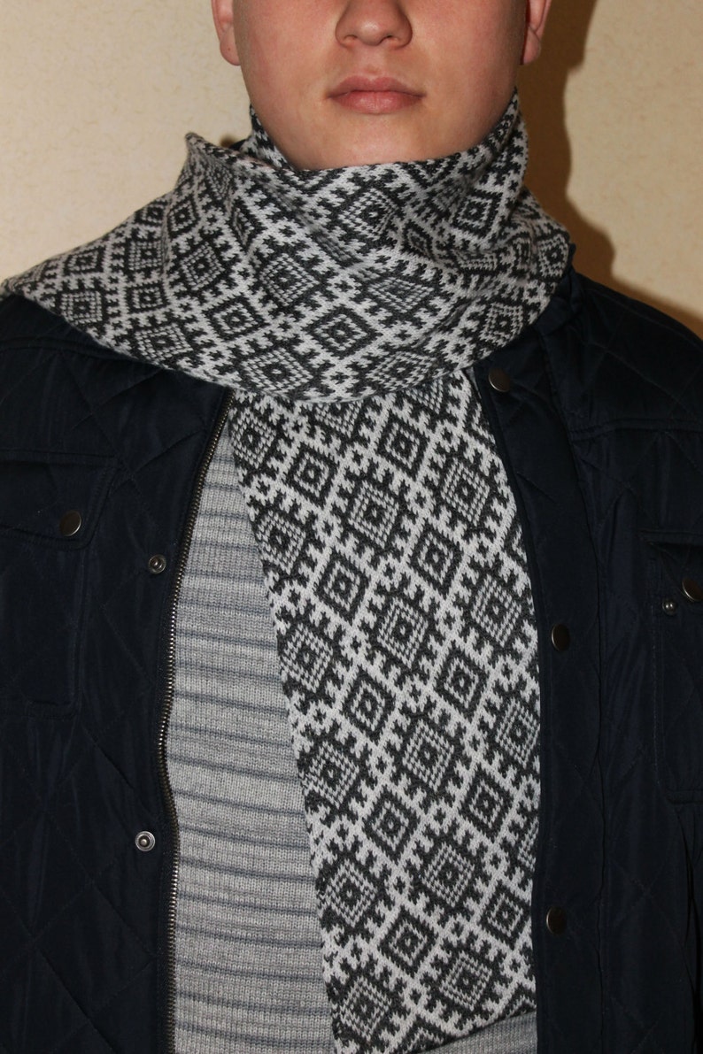Classic Scarf AKA Scandinavian Latvian Design Pattern Knitted Unisex ...