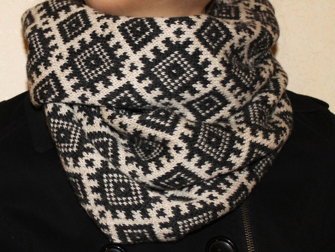Scandinavian Latvian Design Infinity Scarf Interesting Folk Pattern ...
