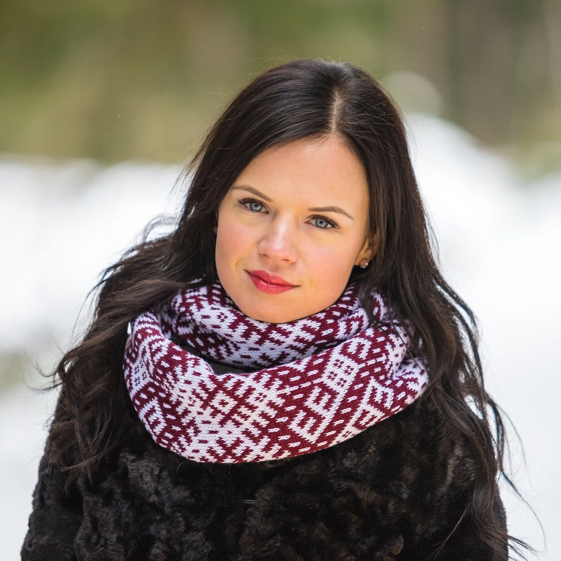 Infinity Scarf ZALKTIS | Scandinavian Latvian Design Pattern | Knitted ...