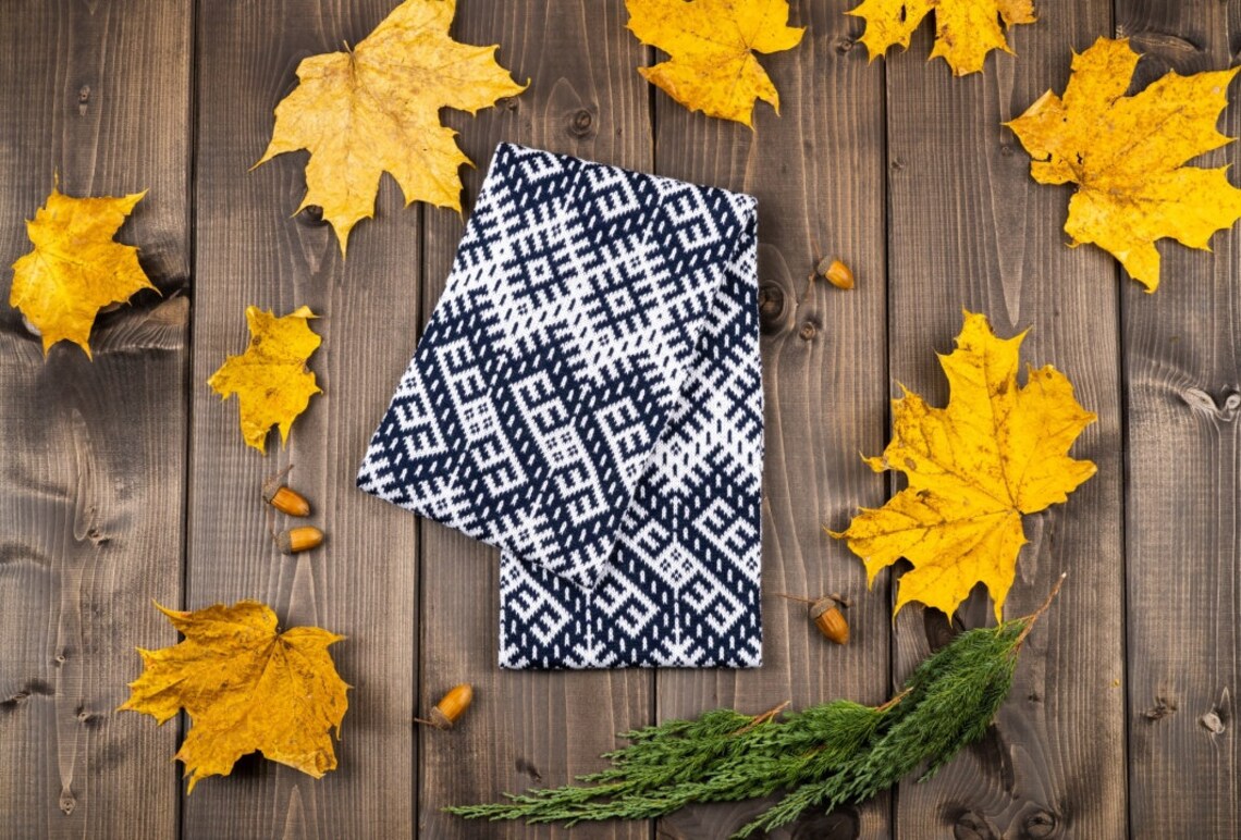 Infinity Scarf ZALKTIS | Scandinavian Latvian Design Pattern | Knitted ...