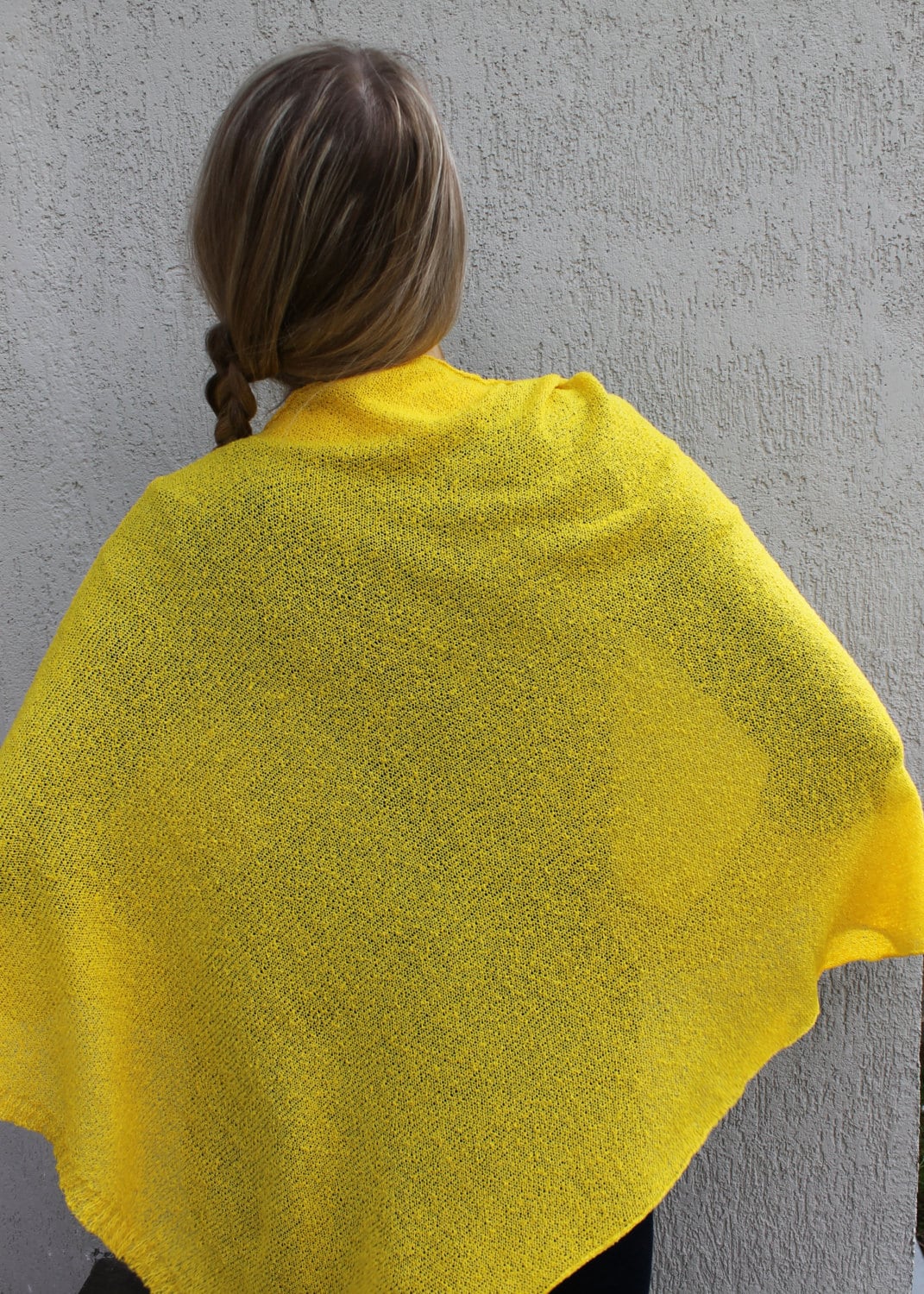 Yellow Cape Clothing Pancho Cape Wrap Cotton Silk Poncho Sweater Pancho ...