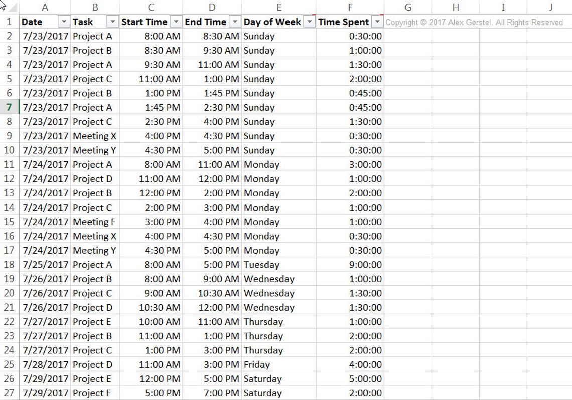 Time Reporting Excel Spreadsheet - Automatically Tracks Hours Worked - Etsy