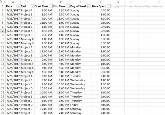 Time Reporting Excel Spreadsheet Automatically Tracks Hours | Etsy