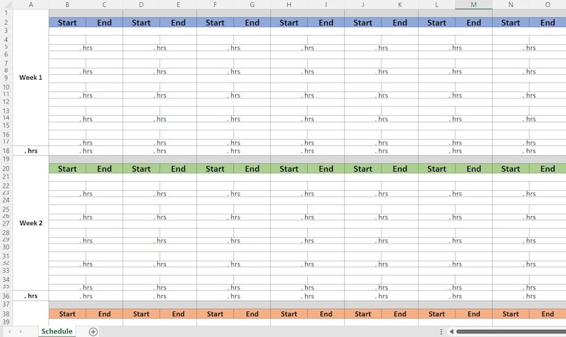 Monthly Schedule on Excel Template - Automatic Easy Entry - Etsy
