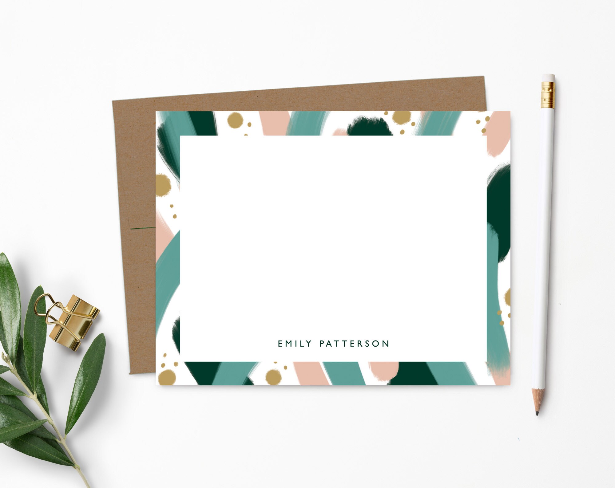 Personalized Note Cards Personalized Stationery Green & - Etsy Australia