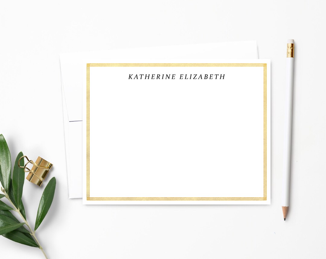 Personalized Note Card Set. Personalized Stationery. Faux Gold Foil ...