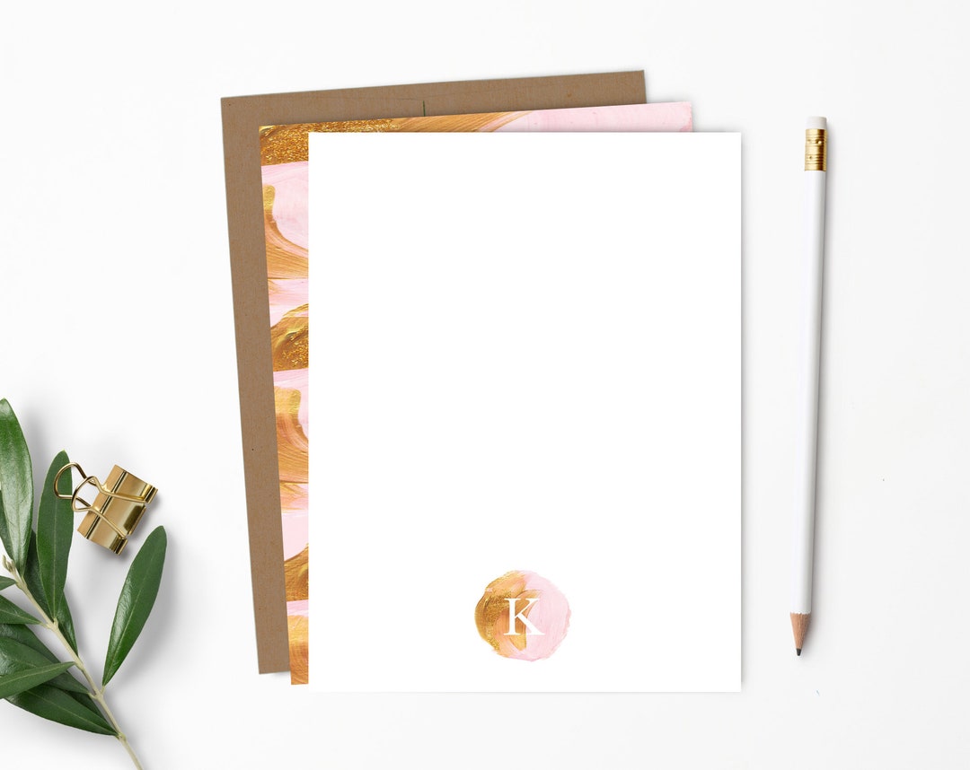 Personalized Note Card Set. Personalized Stationery. Pink and - Etsy