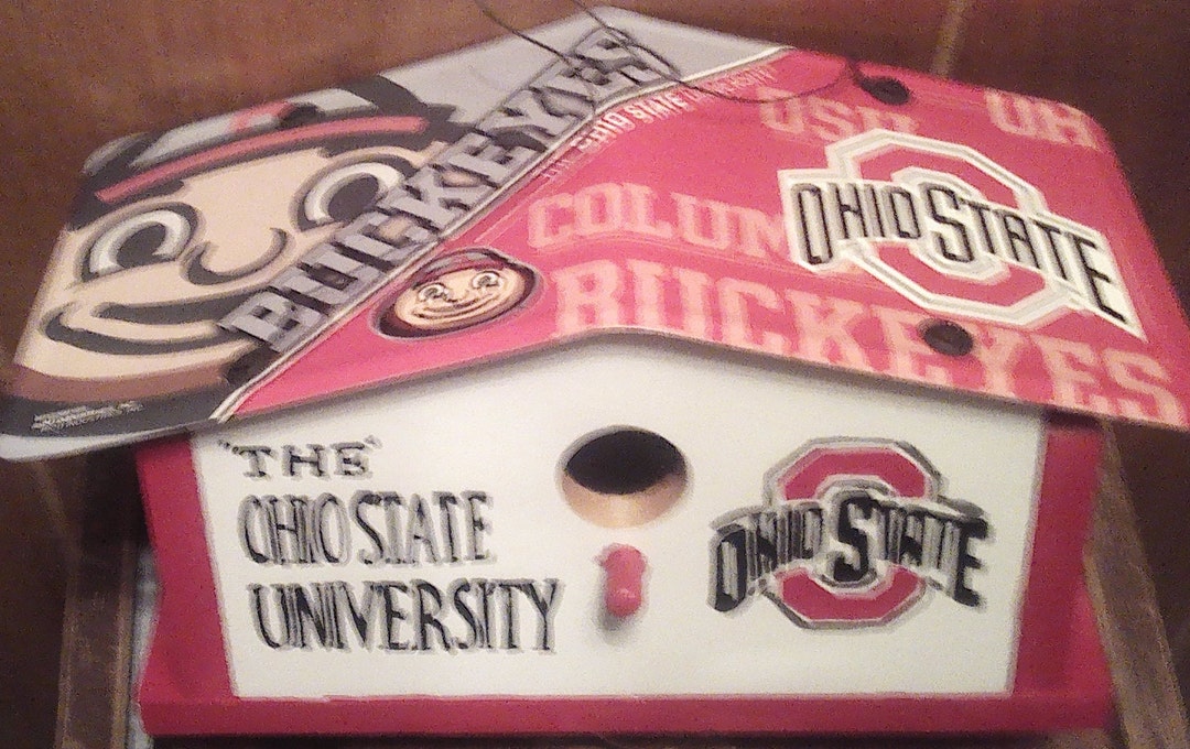 Ohio State University License Plate Cedar Birdhouse - Etsy