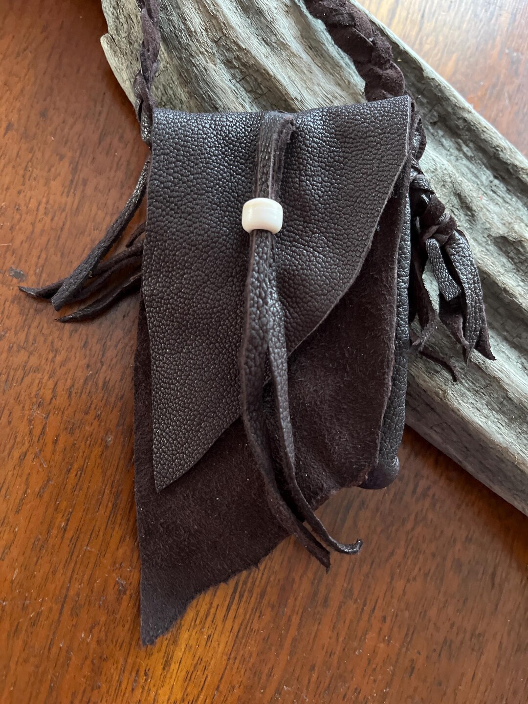 Native American Pouch Hand Sewn Bag / Neck Bag Made From Soft Dark ...