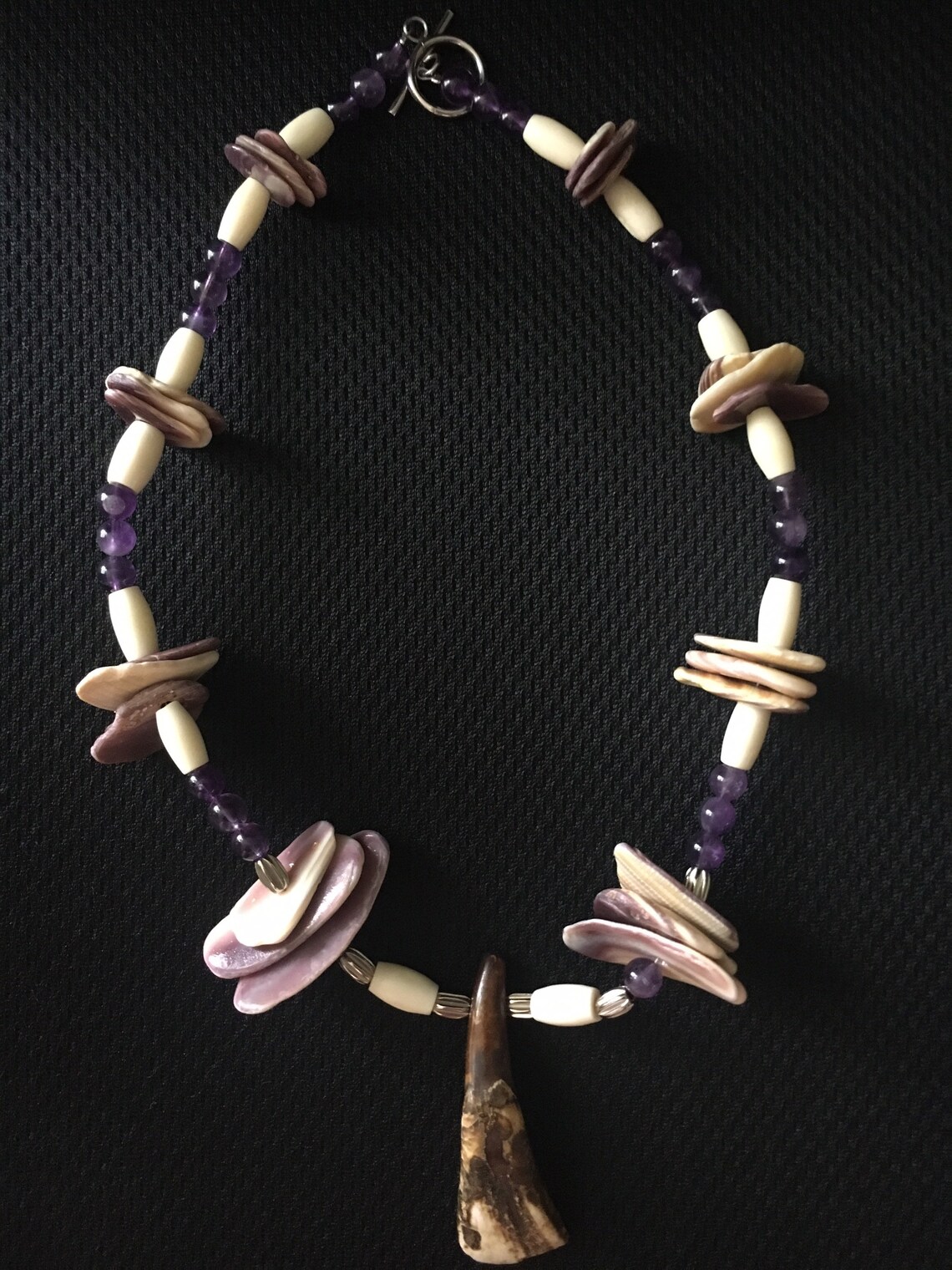 Handcrafted Native American Made Wampum Necklace with Buffalo | Etsy