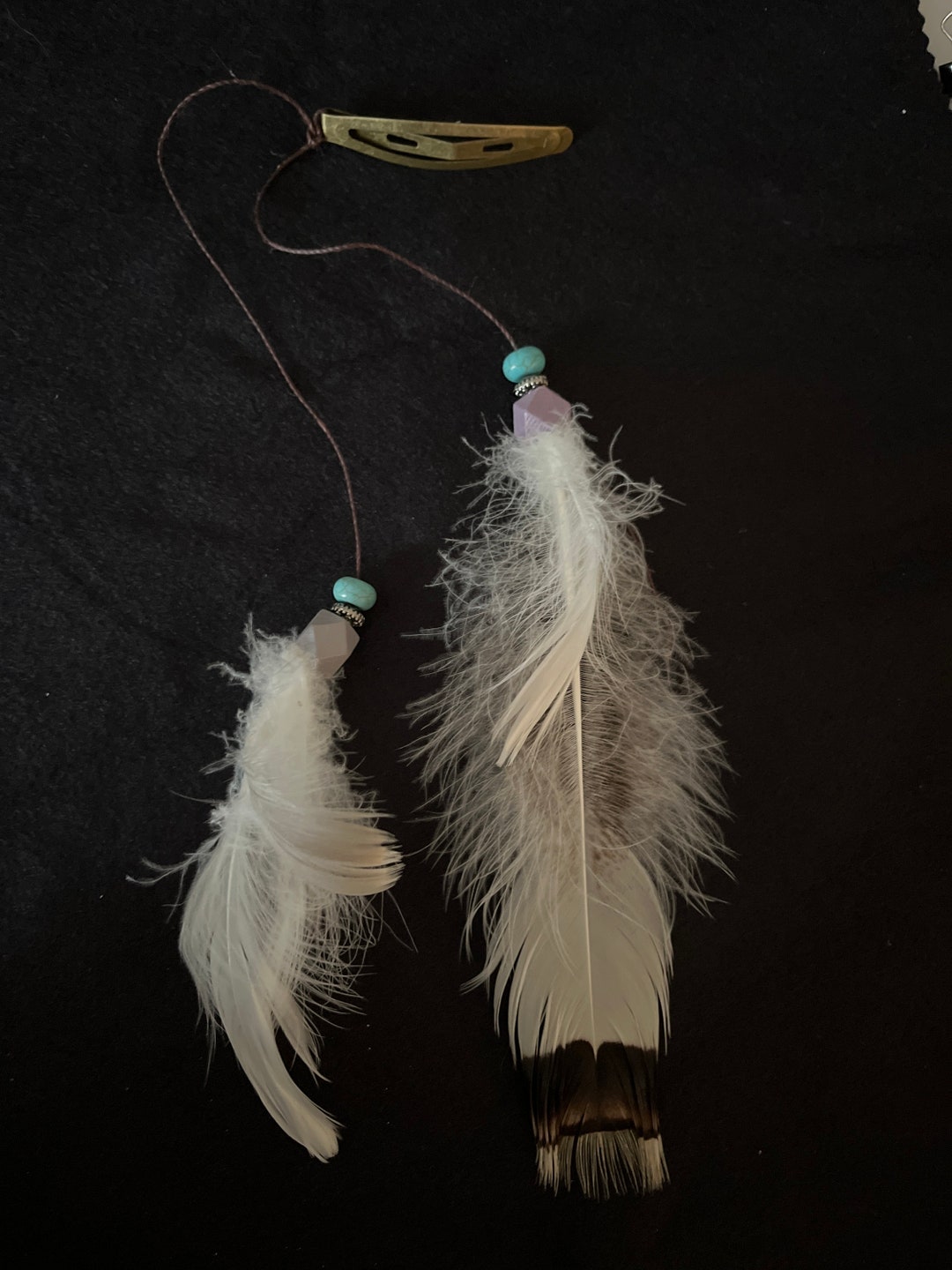 Native American-made Hair Clip With Chicken Feathers and White Turkey ...