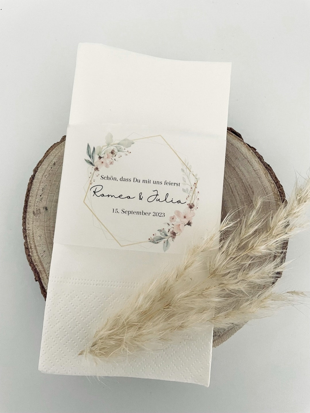 Napkins Banderole Parchment Paper Personalized Wedding Baptism ...