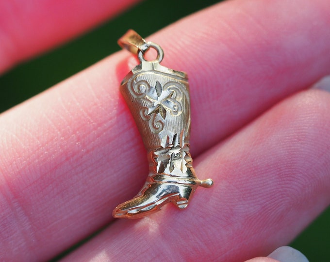 Vintage 14k Gold Cowboy Cowgirl Boot Charm / Pendant Necklace - Etsy
