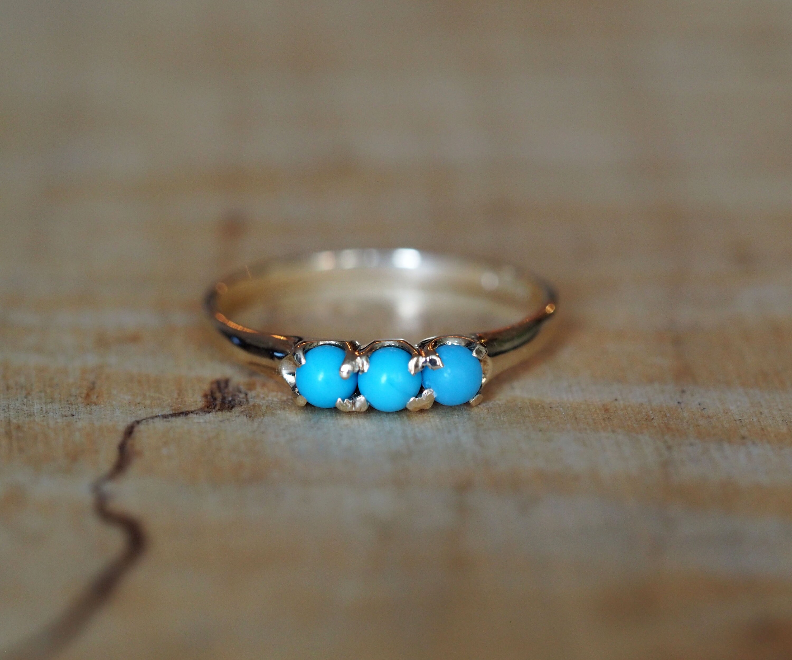 Antique Victorian Turquoise Ring in 10k Gold Size 6.25 — Bathtub Gems