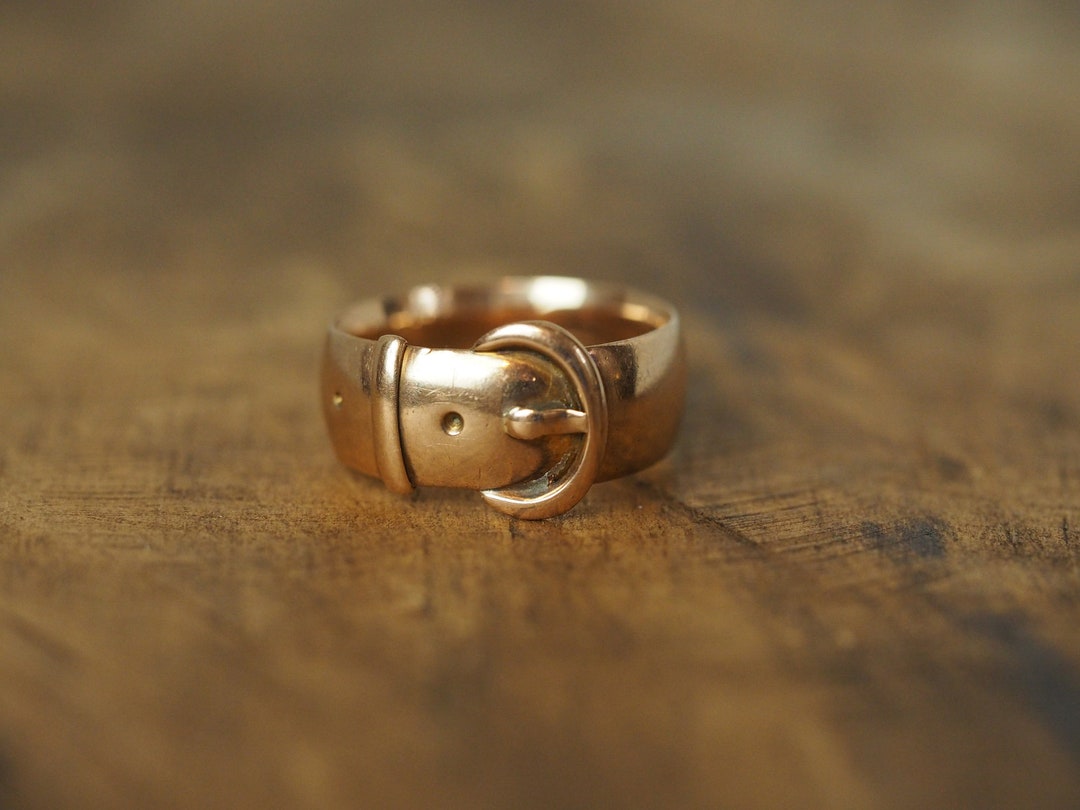 Antique 9k Gold Chester 1915 Buckle Ring Size 8 / Victorian / Vintage ...
