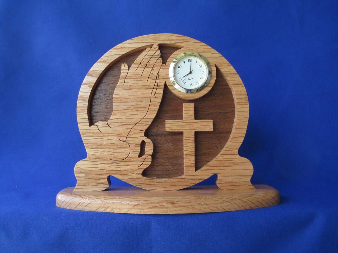 Praying Hands With Cross Desk Clock - Etsy