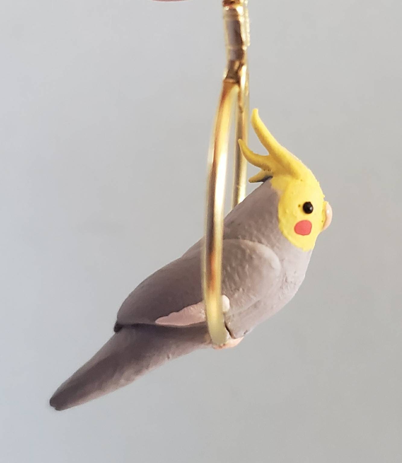 Cockatiel on a Perch Earrings Mini Polymer Clay Bird Hook Earrings - Etsy