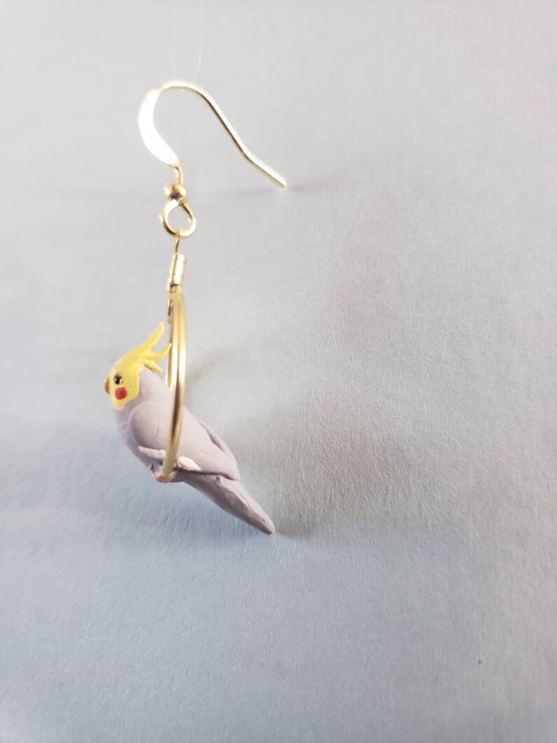 Cockatiel on a Perch Earrings Mini Polymer Clay Bird Hook Earrings - Etsy