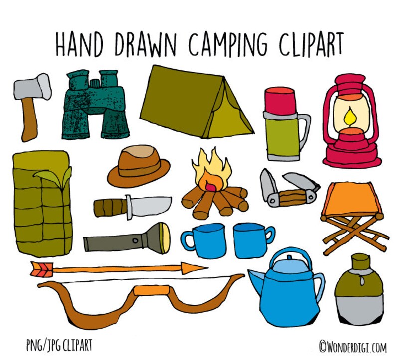 Camping Clipart Adventure Clip Art Doodles de imágenes prediseñadas ...