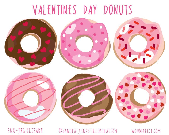 Valentine Clip Art Valentine's Donuts donut Clip Art - Etsy UK