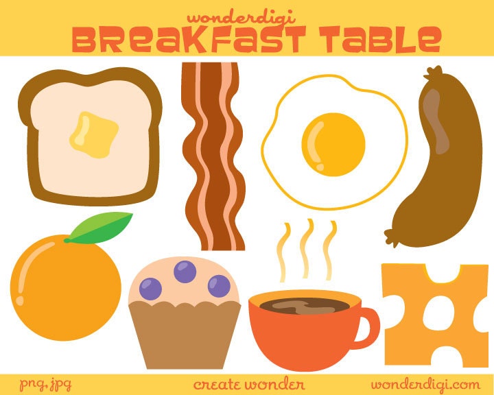 Breakfast Food Clip Art Food Clip Art Breakfast Clipart Set - Etsy
