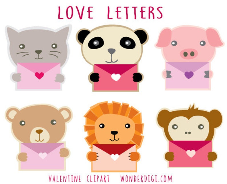 Valentine Clipart-Cute Animals Clip art Animaux Personnages Valentines ...