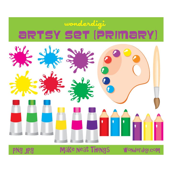 Art Supplies Clip Art Kids Paint Arts and Crafts School Clipart ...