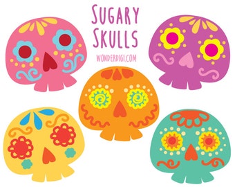 Day of the Dead Clipart. Sugar Skulls Clipart Día De Muertos - Etsy