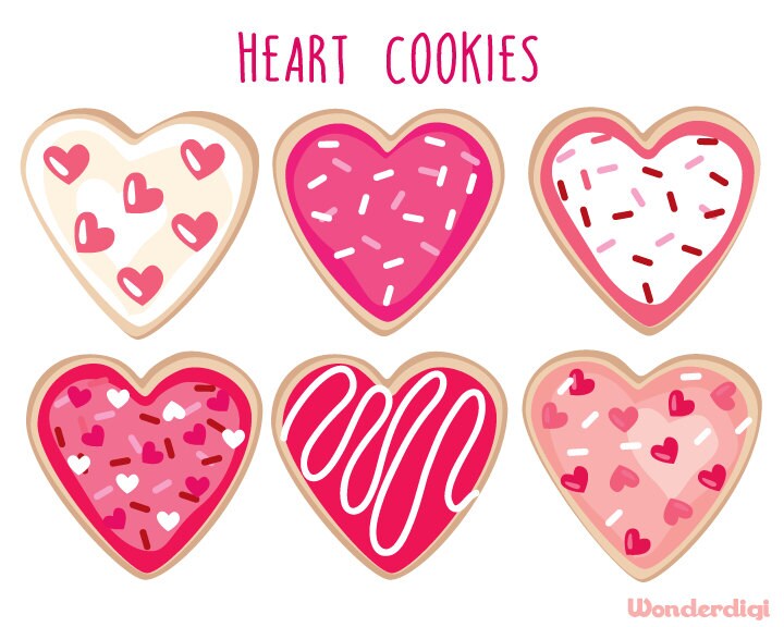 Valentines Day Clipart Heart Cookie Clip Art Cookies - Etsy