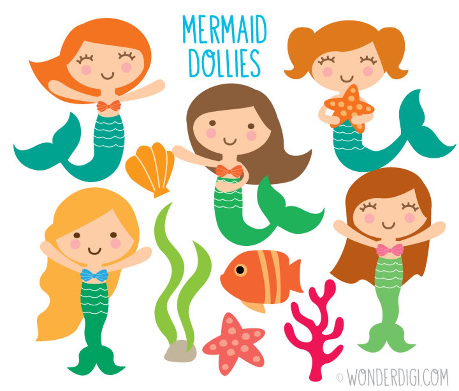 Mermaid Clipart Sea Creatures Clipart Ocean Clipart Sea - Etsy