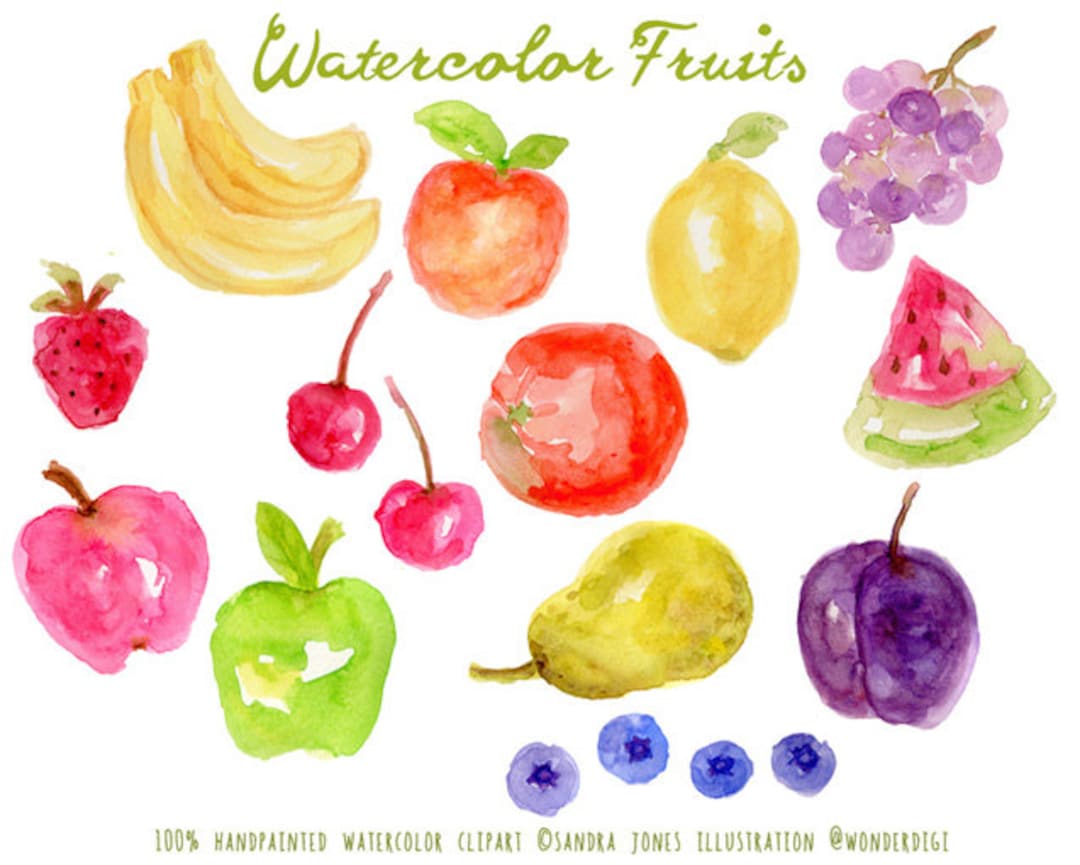 Watercolor Fruits Clipart – Hand-painted Botanical Illustration ...