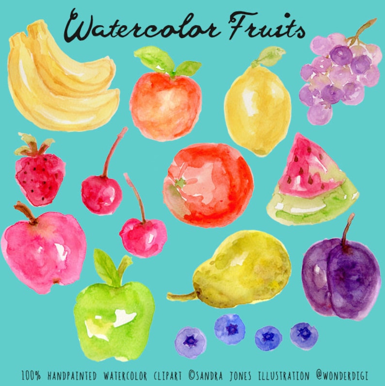 Watercolor Fruits Clipart – Hand-painted Botanical Illustration ...