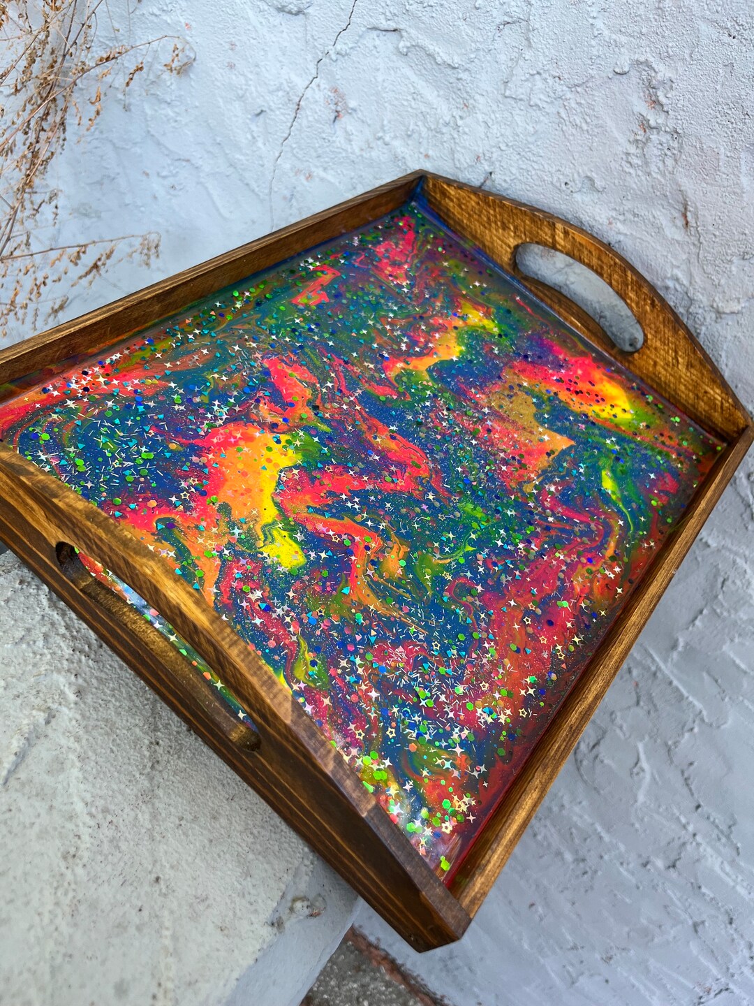 Glitter Resin Tray Deep Multi Color - Etsy