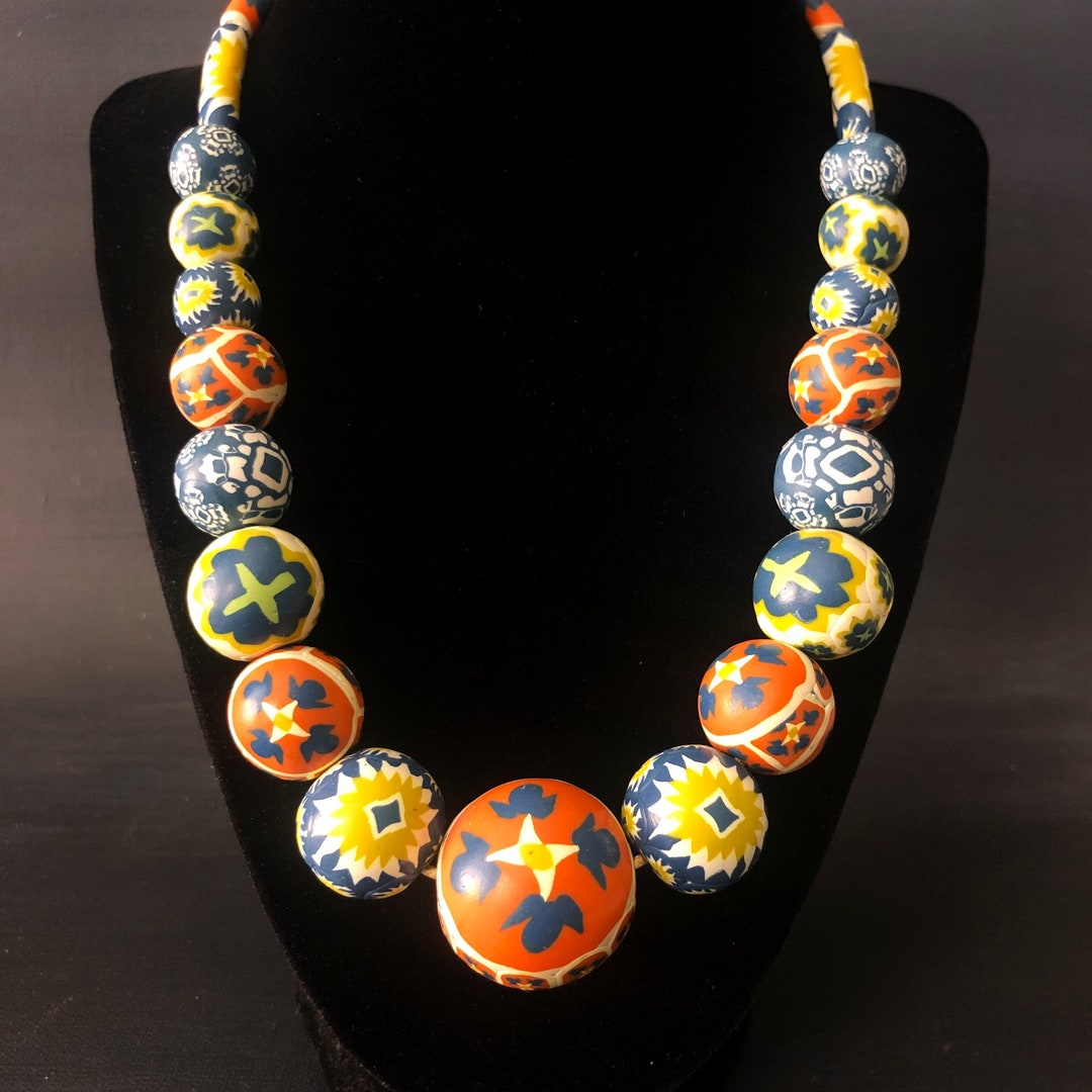 Large Bead Necklace, Multi Colored Beaded Necklace - Etsy