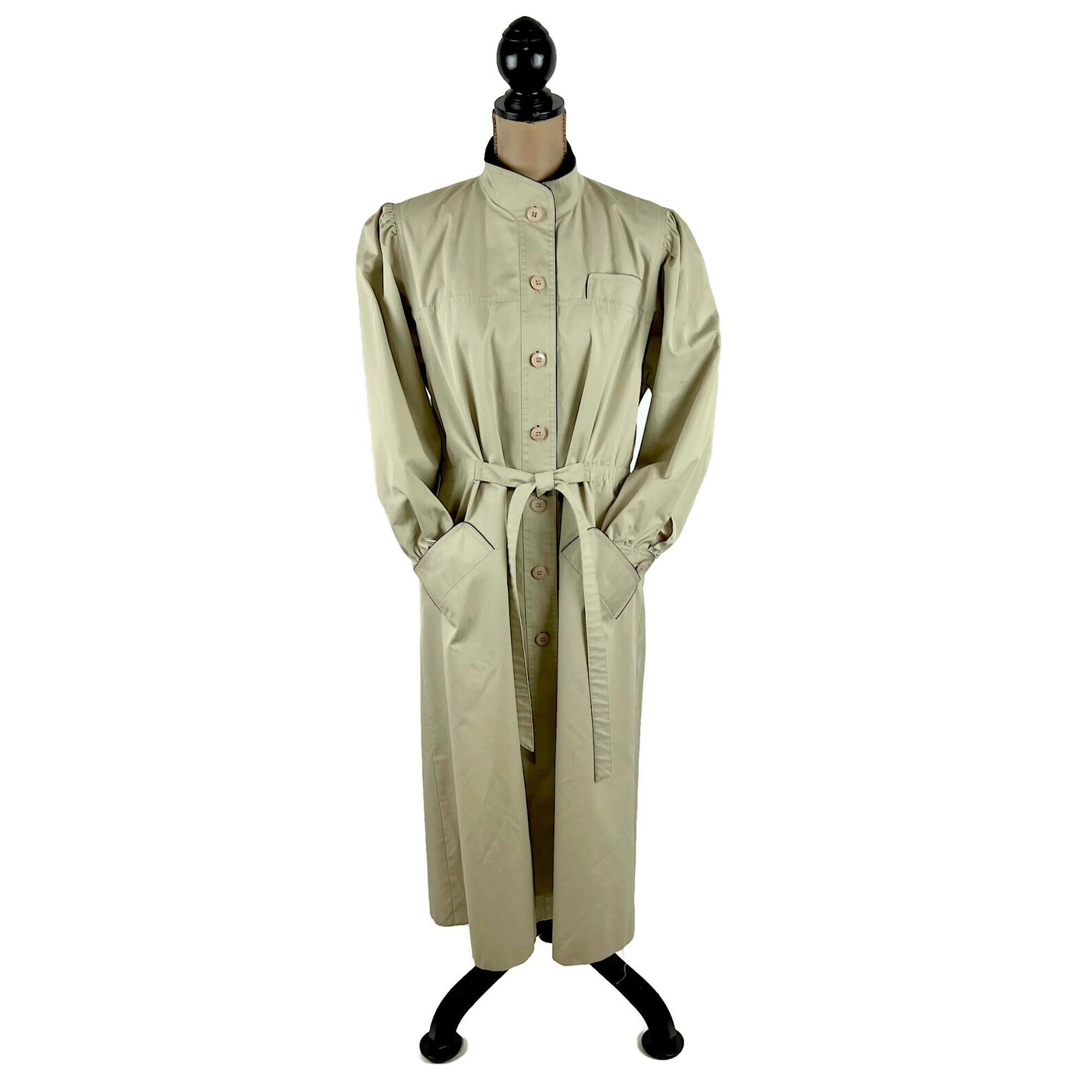 80s Vintage Beige Raincoat With Navy Piping 1980s Rain - Etsy