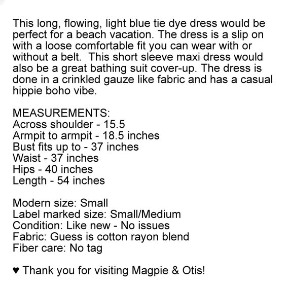 S M Light Blue Tie Dye Maxi Dress Long Summer Beach C Gem