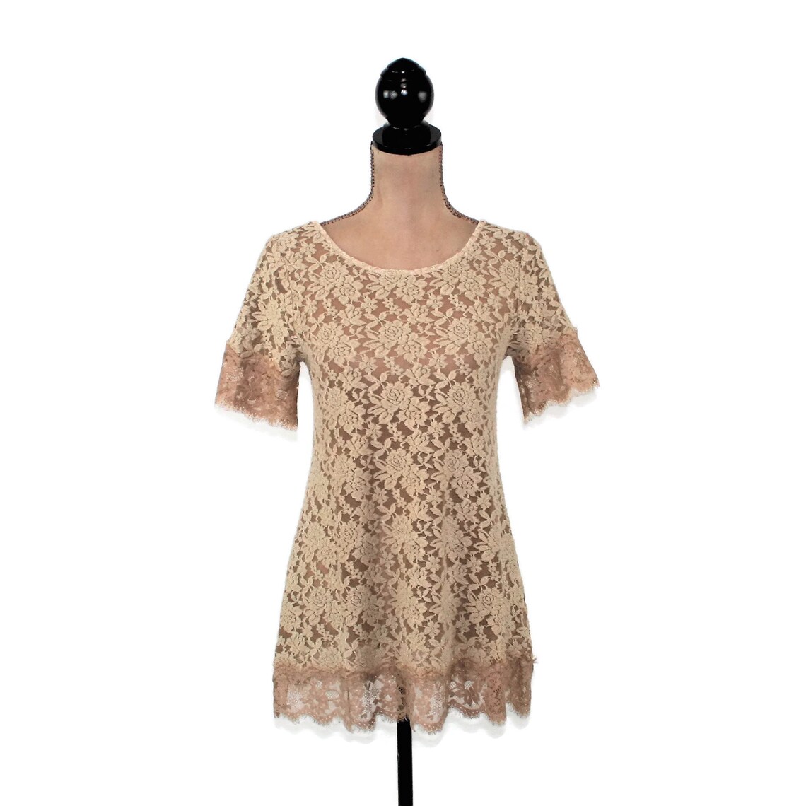 Sheer Lace Tops for Women See Through Blouse Short Sleeve | Etsy