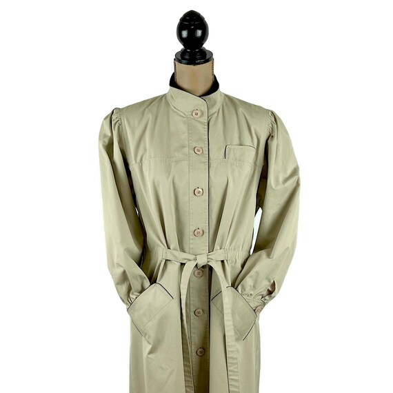 80s Vintage Beige Raincoat with Navy Piping, 1980s RA… - Gem