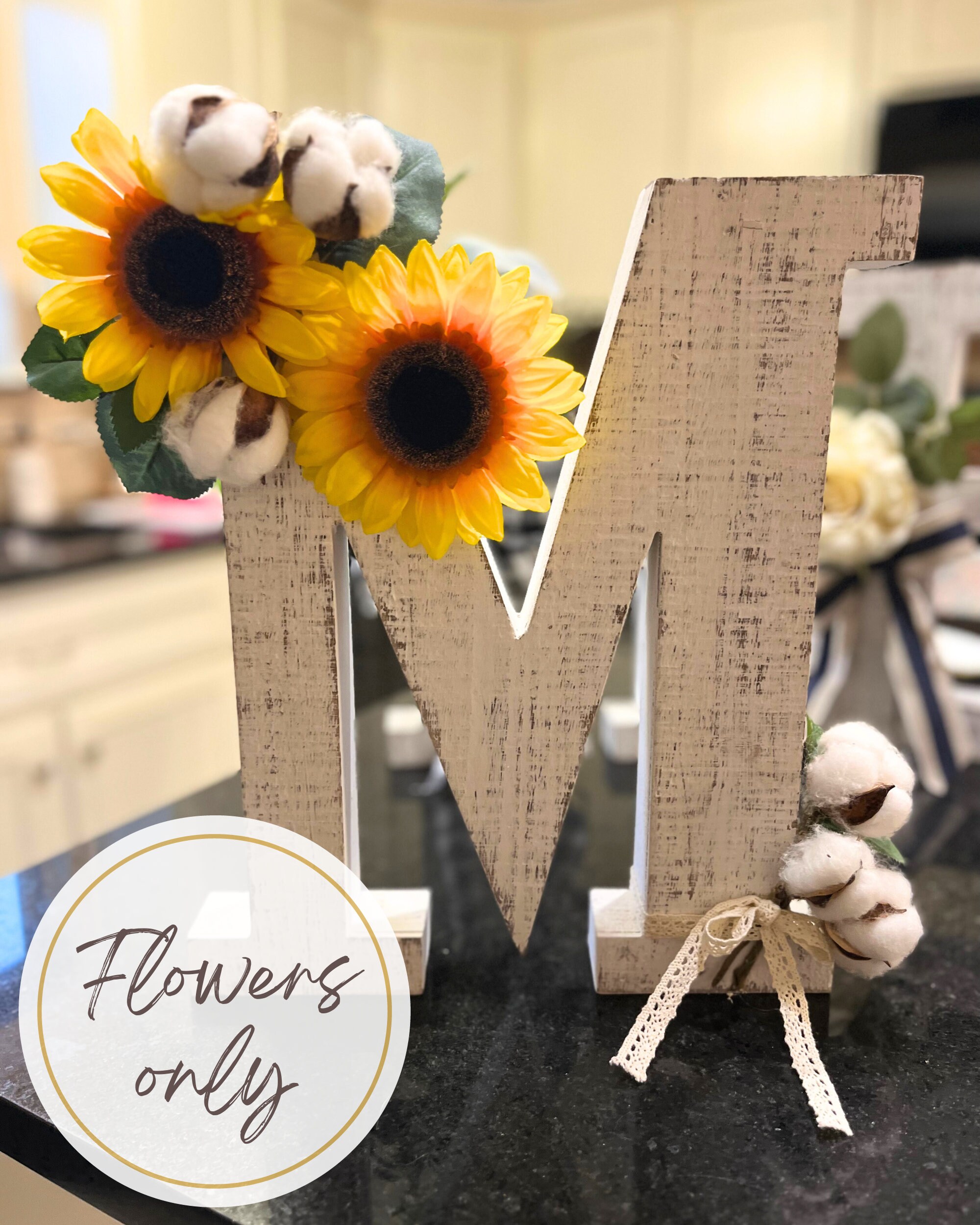 Custom Floral Rustic Wooden Letter - Etsy