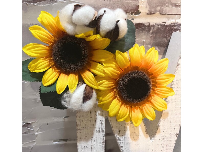 Rustic Wooden Letter M, Sunflower & Cotton - Etsy
