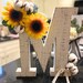 Rustic Wooden Letter M, Sunflower & Cotton - Etsy