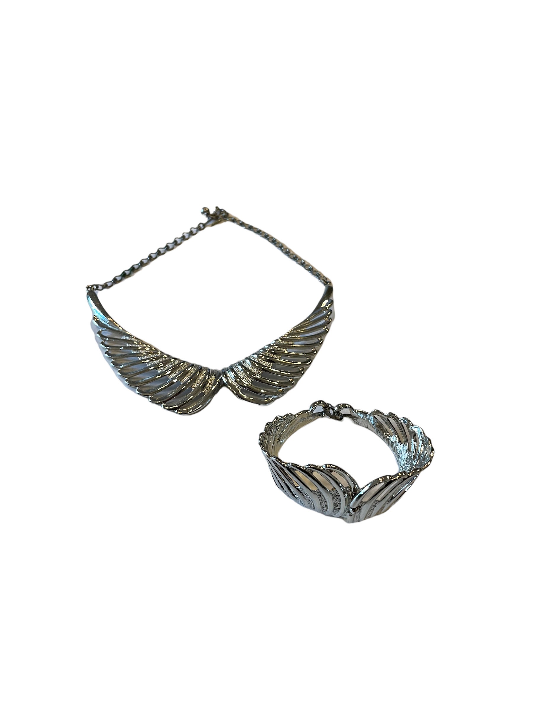 Vintage Angel Wings Jewelry Set Vintage Silver Tone Bracelet - Etsy