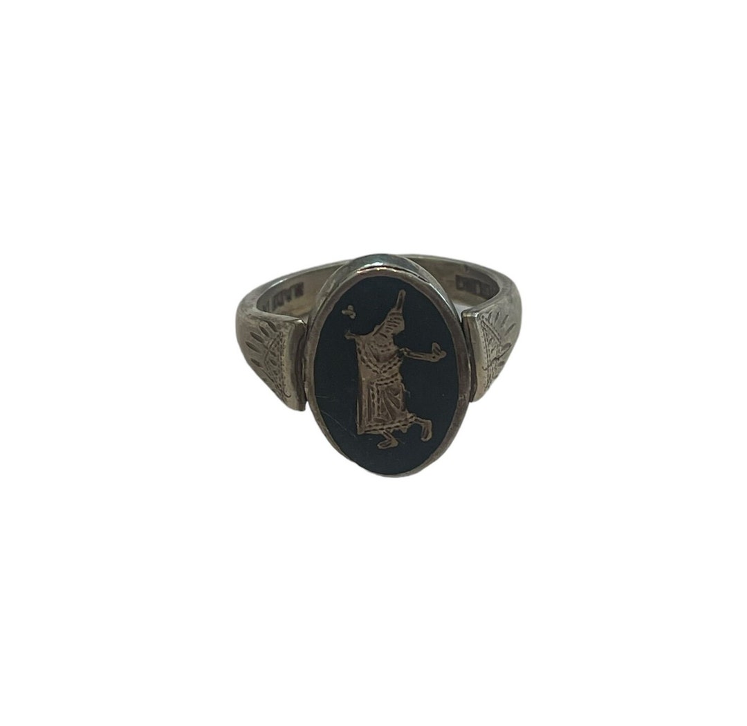 Reversible Siam Silver Ring, Nielloware Ring, Costume Jewelry - Etsy