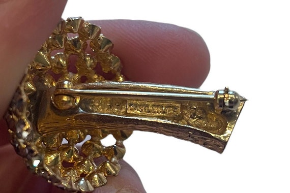 Signed Castlecliff Brooch, 1950s 1960s Rhinestone Mus… - Gem
