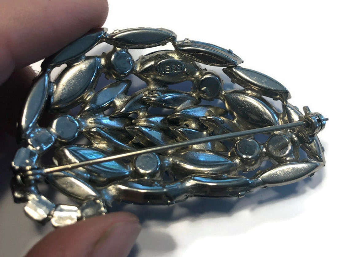 Signed Weiss Brooch Vintage Blue Green and Purple Rhinestone - Etsy Ireland