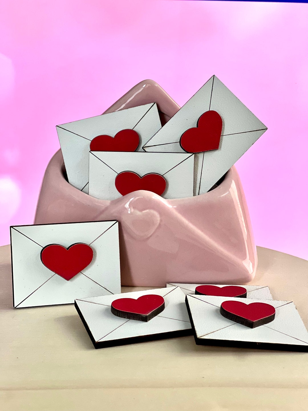 Handcrafted Wood Love Letters With Hearts: Valentine's Day Decor - Etsy
