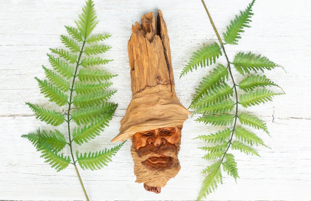 Vintage Carved Tree Spirit Carving Carved Face Art Relief Wood Carving ...