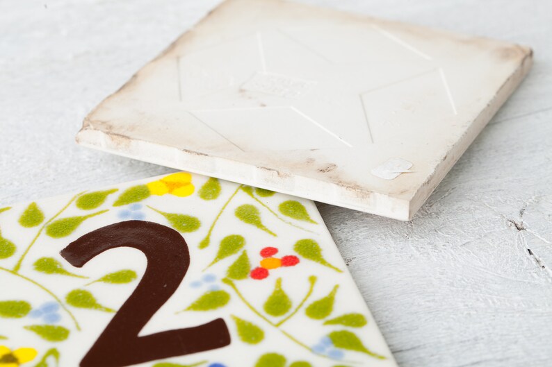 One Ceramic House Number Tile Vintage Floral House Numbers - Etsy
